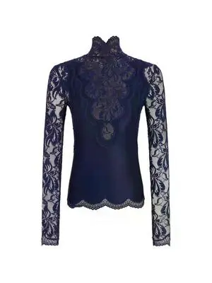 Rabanne Long-sleeved Lace Top - Blue