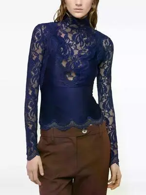 Rabanne Long-sleeved Lace Top - Blue