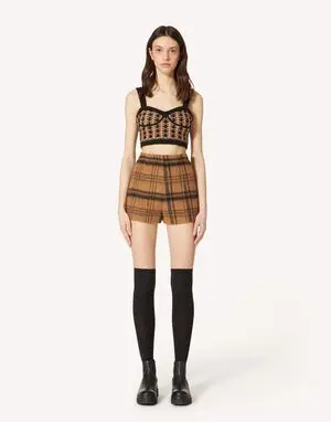 Red Valentino Plaid Detail Shorts