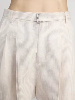 FRAME Pinstripe Belted Shorts
