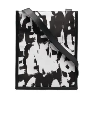 Alexander McQueen Graffiti Printed Shoulder Bag - Black