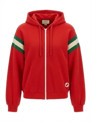 Gucci Jersey Zipped Hoodie With Interlocking G Patch