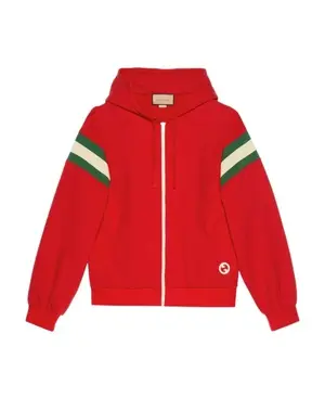 Gucci Jersey Zipped Hoodie With Interlocking G Patch