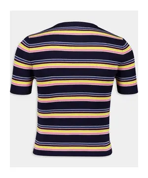 Prada Striped Ribbed Crewneck Top