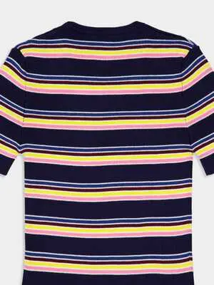 Prada Striped Ribbed Crewneck Top