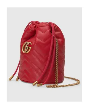 Gucci Gg Marmont Mini Bucket Bag - Red