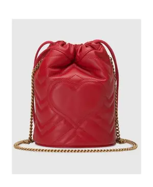Gucci Gg Marmont Mini Bucket Bag - Red