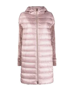 Herno Contrast-sleeve Padded Hooded Coat - Pink