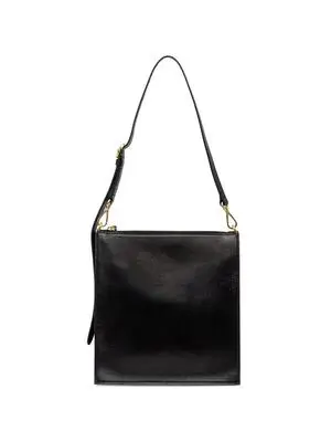 POLLINI Logo Debossed Leather Shoulder Bag - Black