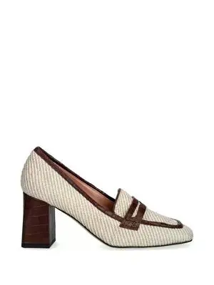 POLLINI Camber Crocodile-effect Woven Pumps - Neutrals