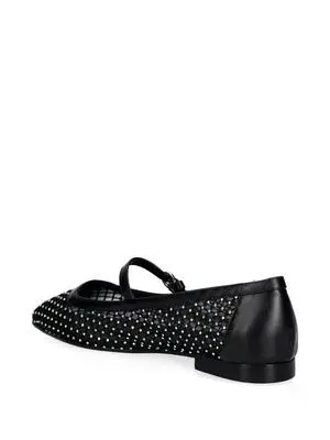 POLLINI Nina Crystal-embellished Mesh Ballet Flats - Black