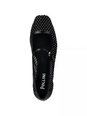 POLLINI Nina Crystal-embellished Mesh Ballet Flats