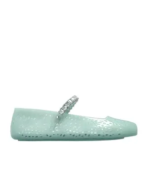 JIMMY CHOO Round-toe Ballet Flats With Embellished Strap - Green