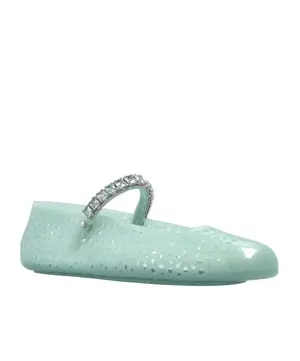 JIMMY CHOO Round-toe Ballet Flats With Embellished Strap - Green