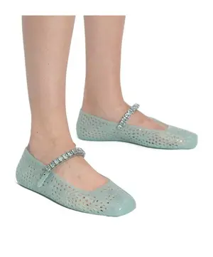 JIMMY CHOO Round-toe Ballet Flats With Embellished Strap - Green