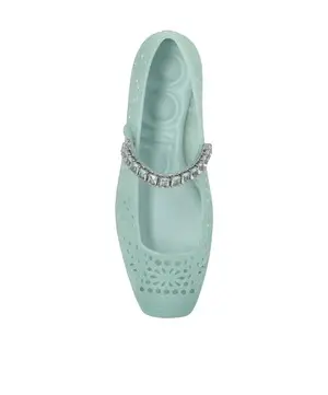 JIMMY CHOO Round-toe Ballet Flats With Embellished Strap - Green