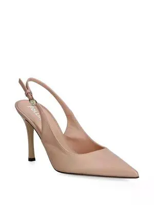 POLLINI Pink Leather Pointed Toe Slingback Pumps