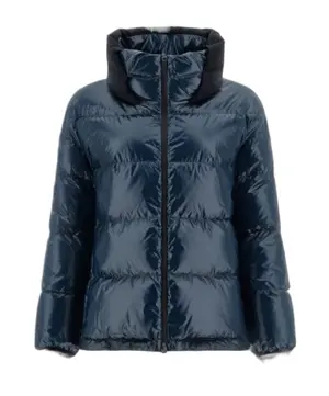 Herno Glazed Ripstop Jacket With High Neck - Blue