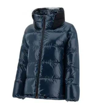 Herno Glazed Ripstop Jacket With High Neck - Blue