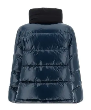 Herno Glazed Ripstop Jacket With High Neck - Blue