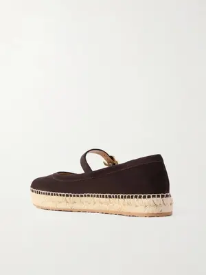 GIANVITO ROSSI Suede Mary Jane Espadrille Flats