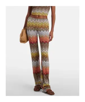 Missoni Zigzag-knit Flared Trousers - Brown
