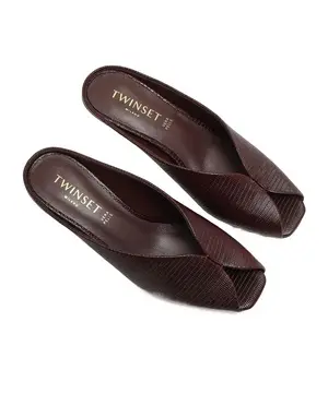TWINSET Textured Kitten Heel Mules