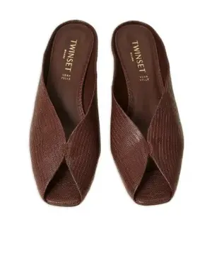 TWINSET Textured Kitten Heel Mules