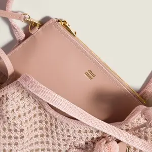 Miu Miu Raffia Crochet Tote Bag