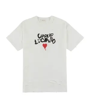 CHARLIE LUCIANO Heart-patterned Ripped T-shirt