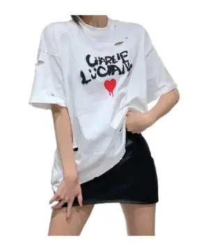 CHARLIE LUCIANO Heart-patterned Ripped T-shirt