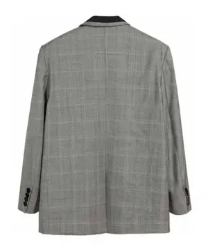 CHARLIE LUCIANO Lapel Plaid Suit Jacket