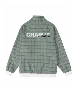 CHARLIE LUCIANO Plaid Zip-up Jacket With Letter Logo