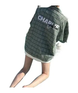 CHARLIE LUCIANO Plaid Zip-up Jacket With Letter Logo