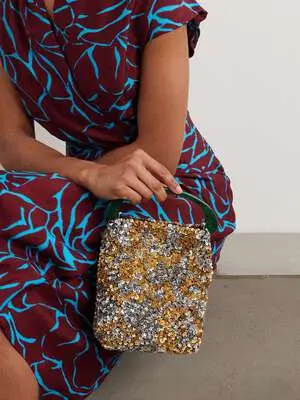 Dries Van Noten Embellished Sequined Shoulder Bag