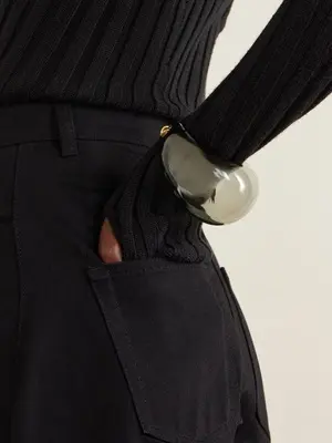 Alaïa Puffed Glass Cuff With Gold-tone Rings