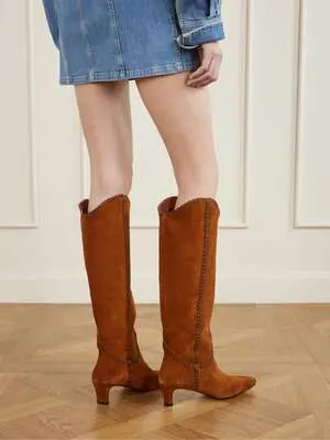 Staud Wally Suede Knee-high Boots - Brown