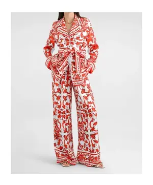Dolce & Gabbana Printed High-waisted Drawstring Pants
