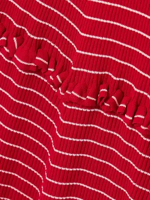 Altuzarra Delpini Ruffled Striped Ribbed-knit Midi Dress