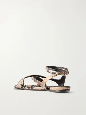 Khaite Snake-effect Leather Flat Sandals