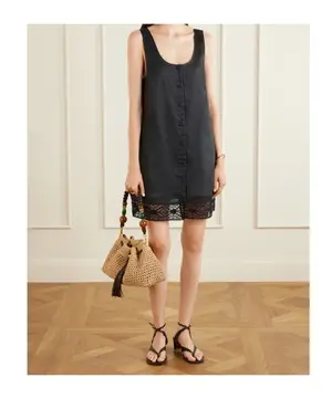FRAME Sleeveless Lace-trimmed Button-front Dress
