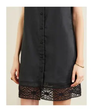 FRAME Sleeveless Lace-trimmed Button-front Dress
