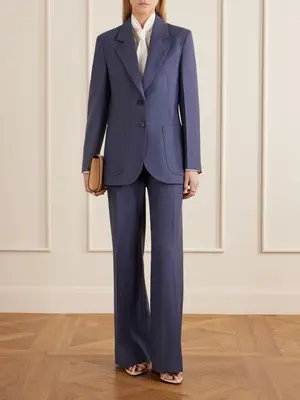 Victoria Beckham Slate Wool-blend Blazer