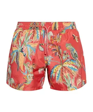 Etro Swim Shorts With Tropical Print - Red