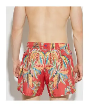 Etro Swim Shorts With Tropical Print - Red