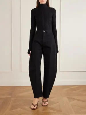 Alaïa Raffia-woven Thong Wedge Mules