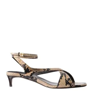 Khaite Python-embossed Leather Sandals - Black