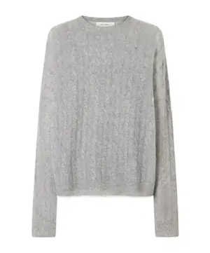 LISA YANG Long-sleeved Crew Neck Sweater - Light Gray