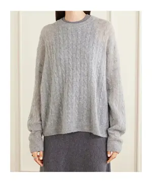 LISA YANG Long-sleeved Crew Neck Sweater - Light Gray