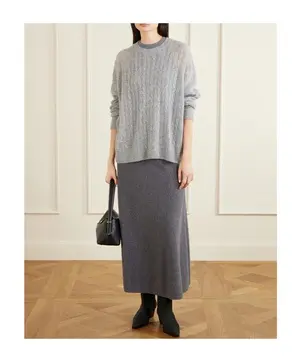 LISA YANG Long-sleeved Crew Neck Sweater - Light Gray